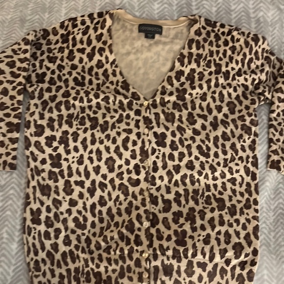 Covington | Sweaters | Covington Cheetah Print Cardigan 34 In Sleeves ...
